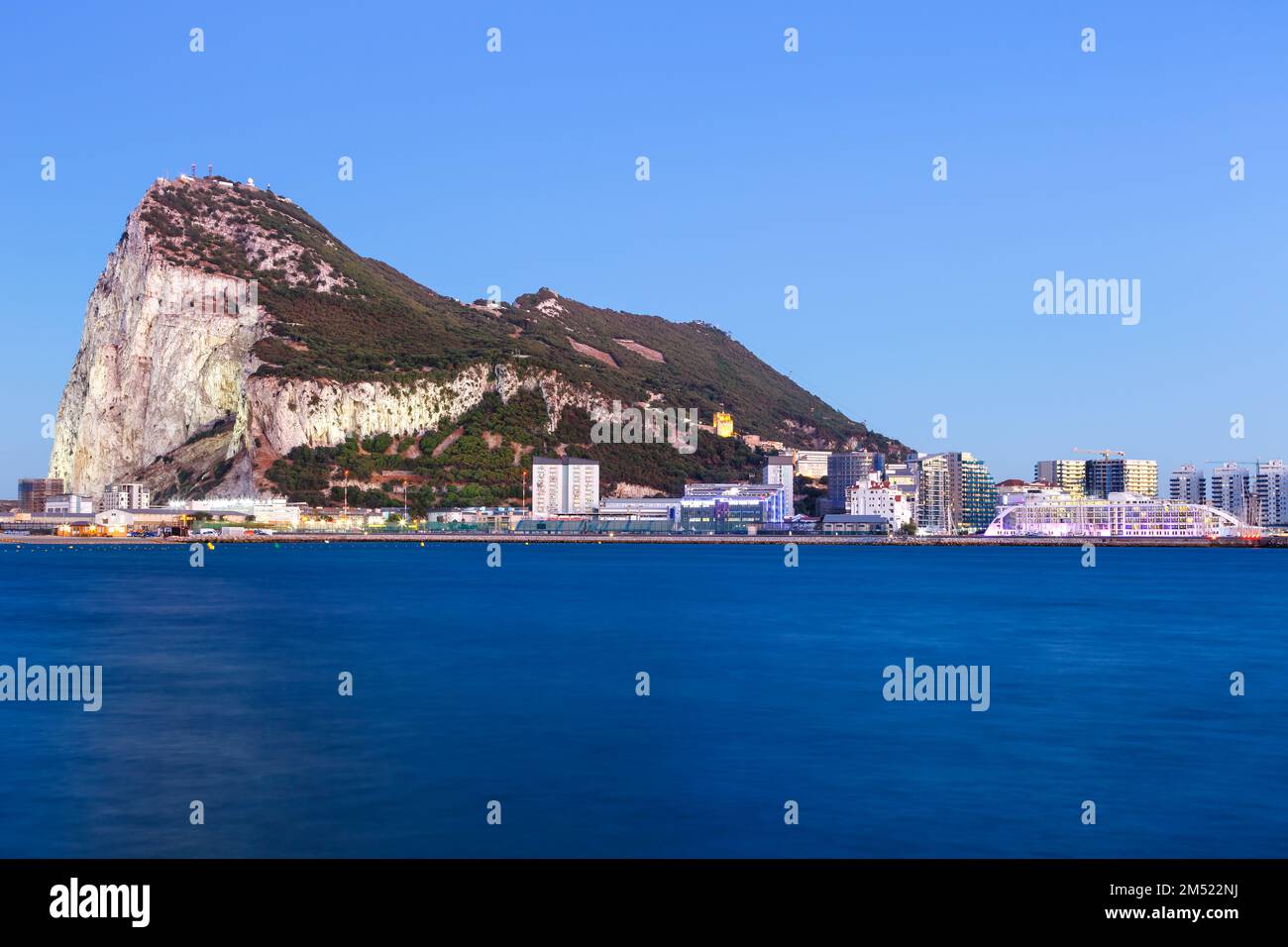 Gibraltar The Rock Mediterranean Sea copyspace copy space twilight blue ...