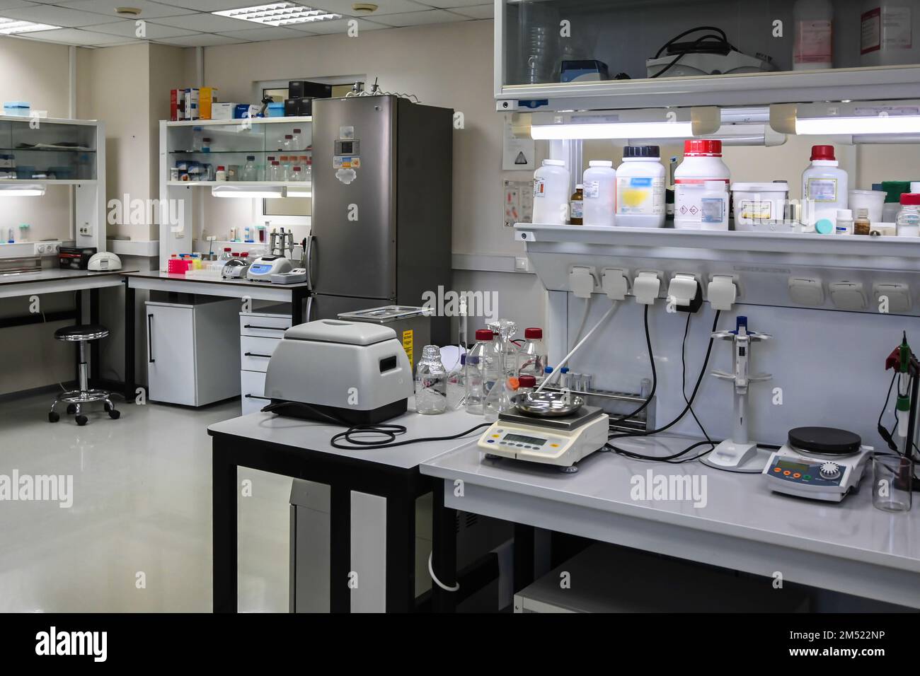 Scientific laboratory. Interior of a modern biological laboratory Stock ...