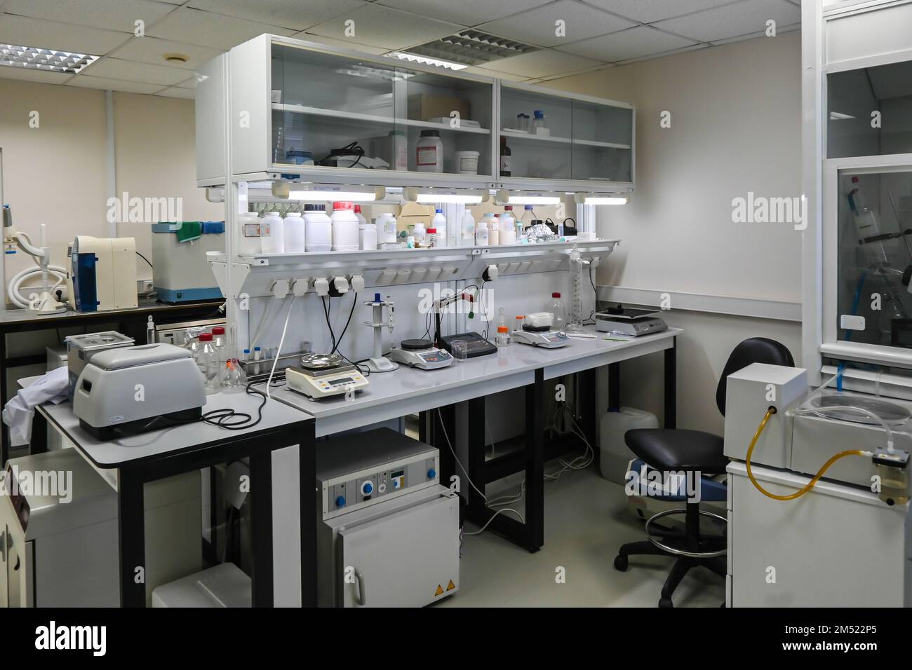 Scientific laboratory. Interior of a modern biological laboratory Stock ...
