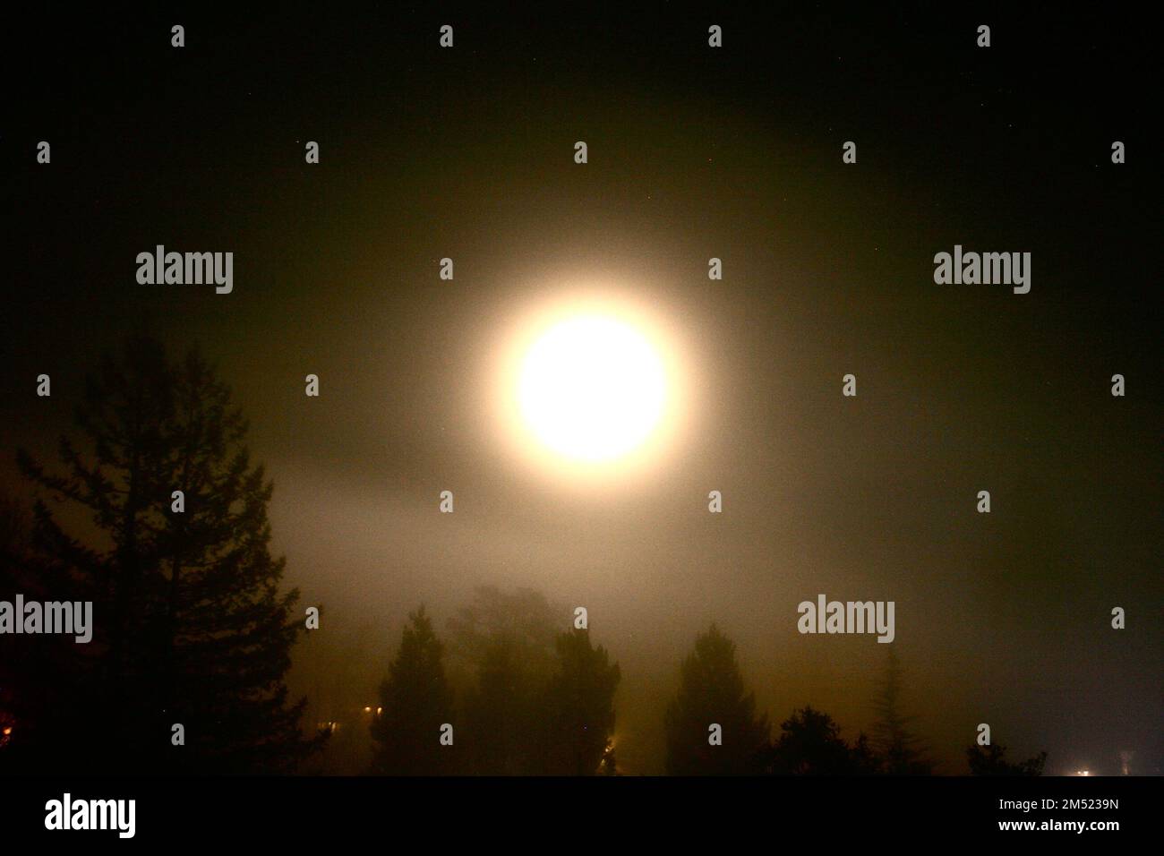 Full Moon over Fog Stock Photo - Alamy