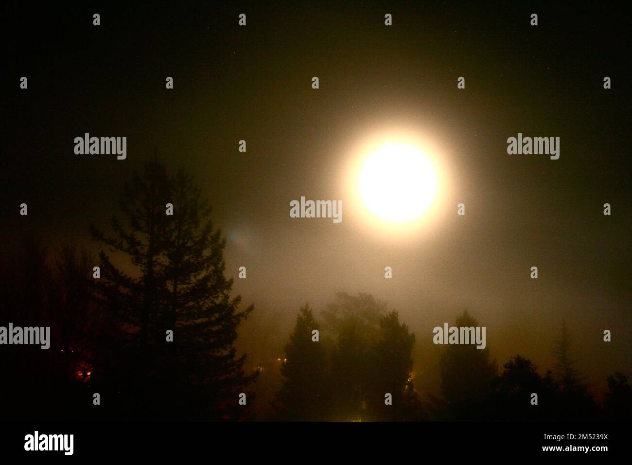 Full Moon over Fog Stock Photo - Alamy