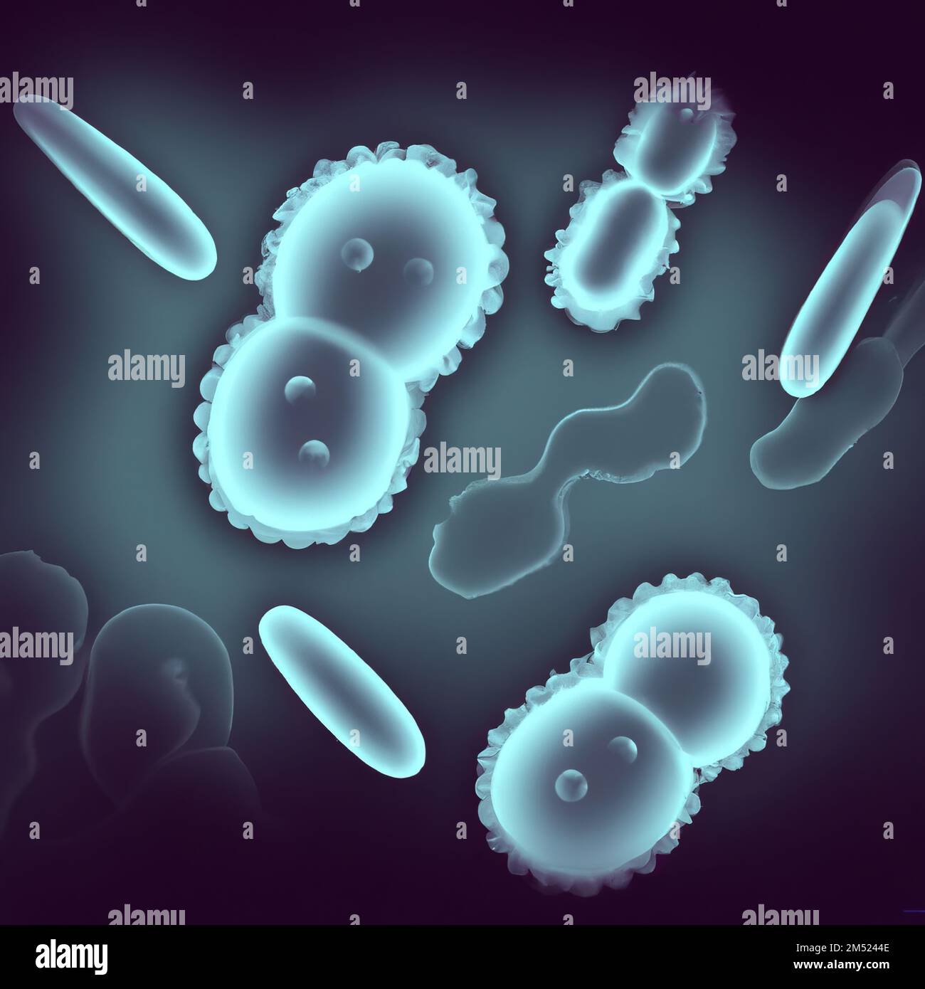 Closeup illustration of microscopic bacteria cells Stock Photo - Alamy