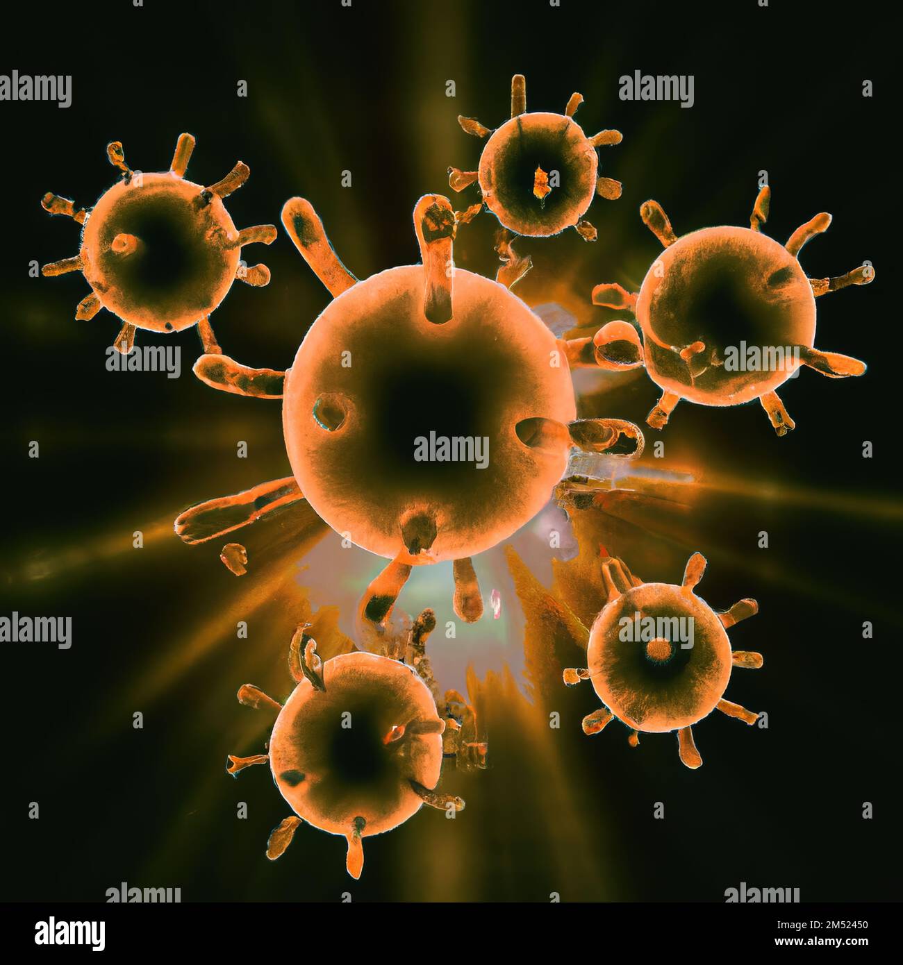Closeup illustration of microscopic virus cells Stock Photo - Alamy