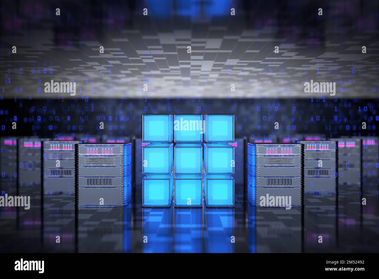 Synchronization of personal information. Big data center concept, cloud ...