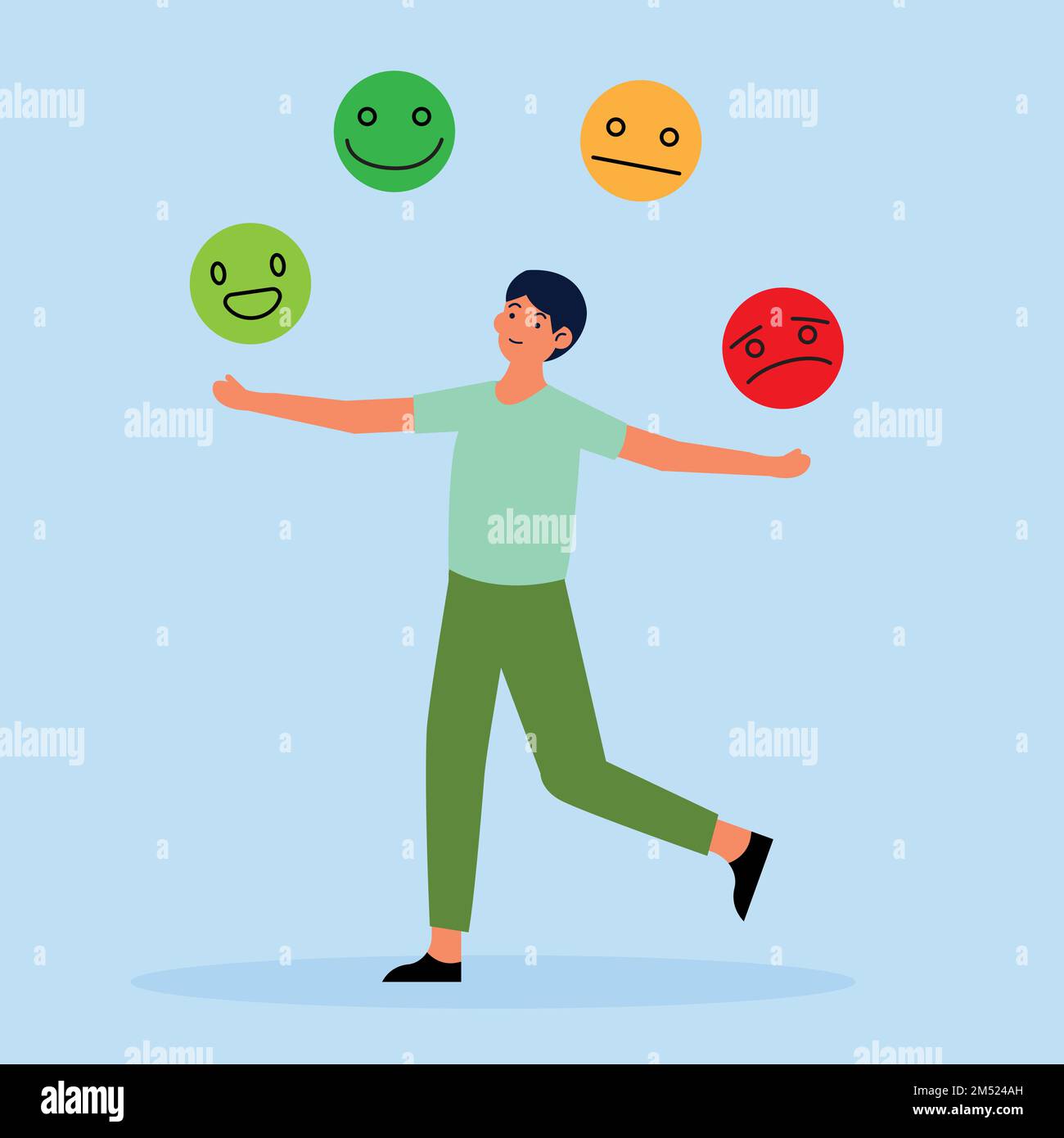 A digital design of a male character surrounded with symbols of ...