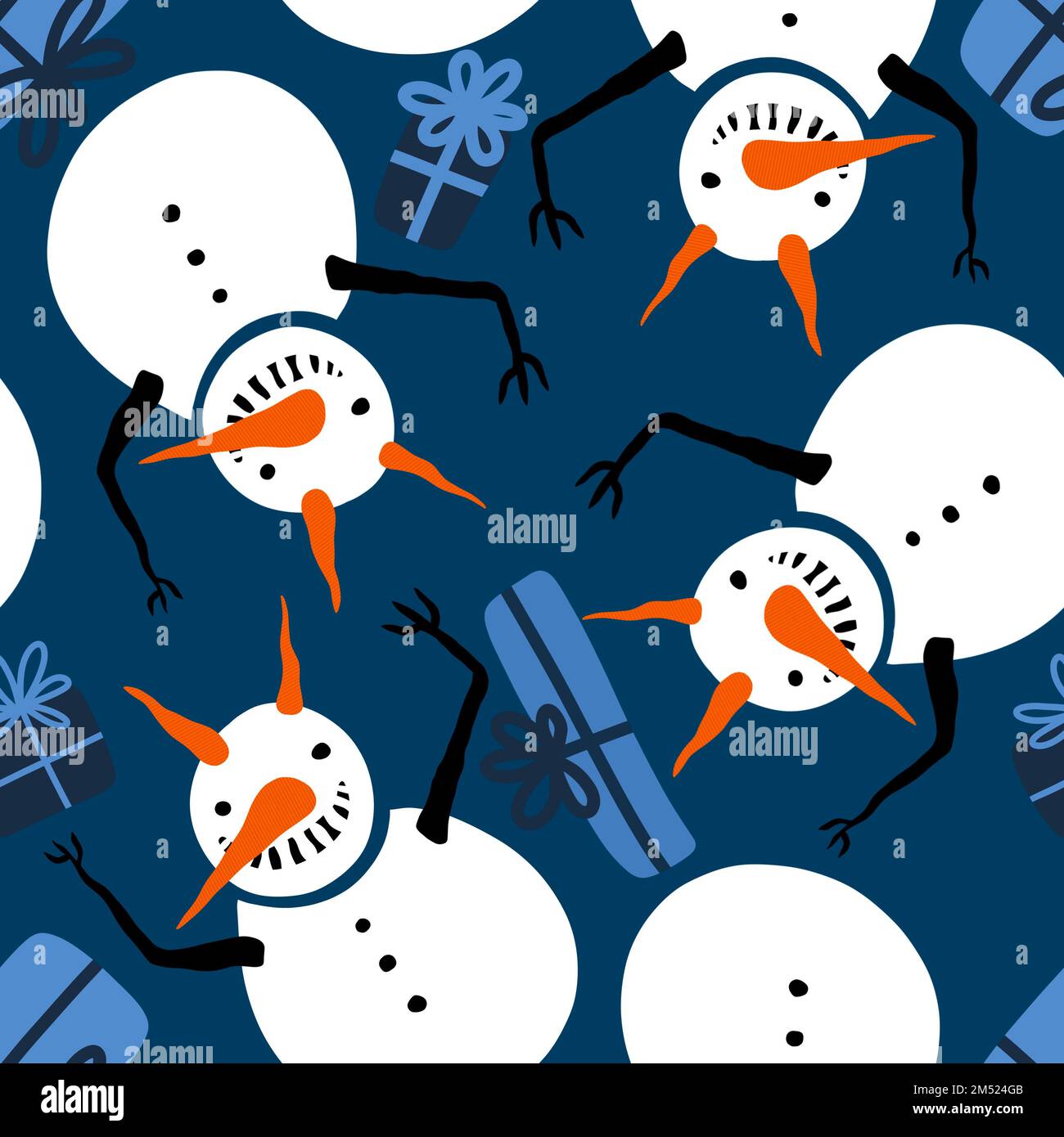 Cartoon winter scary snowman seamless ice angry pattern for wrapping ...