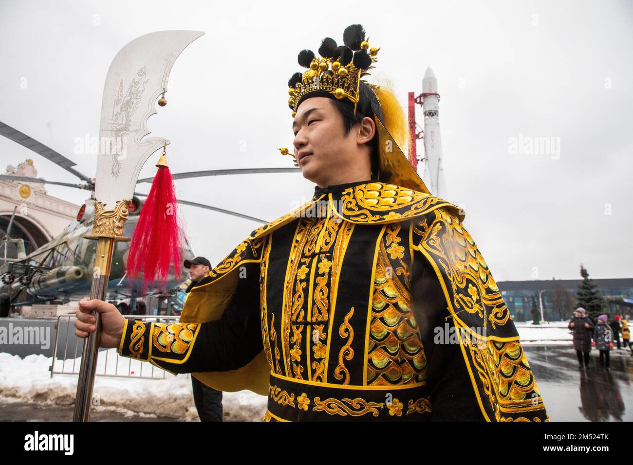Moscow, Russia. 24th of December, 2022. A man dressed as an ancient ...