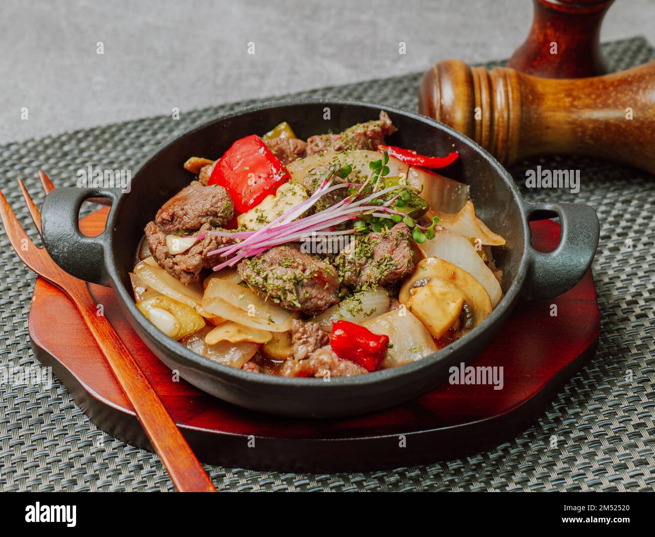 Grilled beef chop steak dish Stock Photo - Alamy