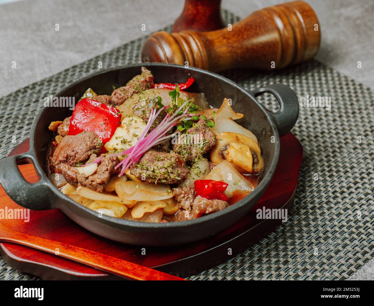 Grilled beef chop steak dish Stock Photo - Alamy