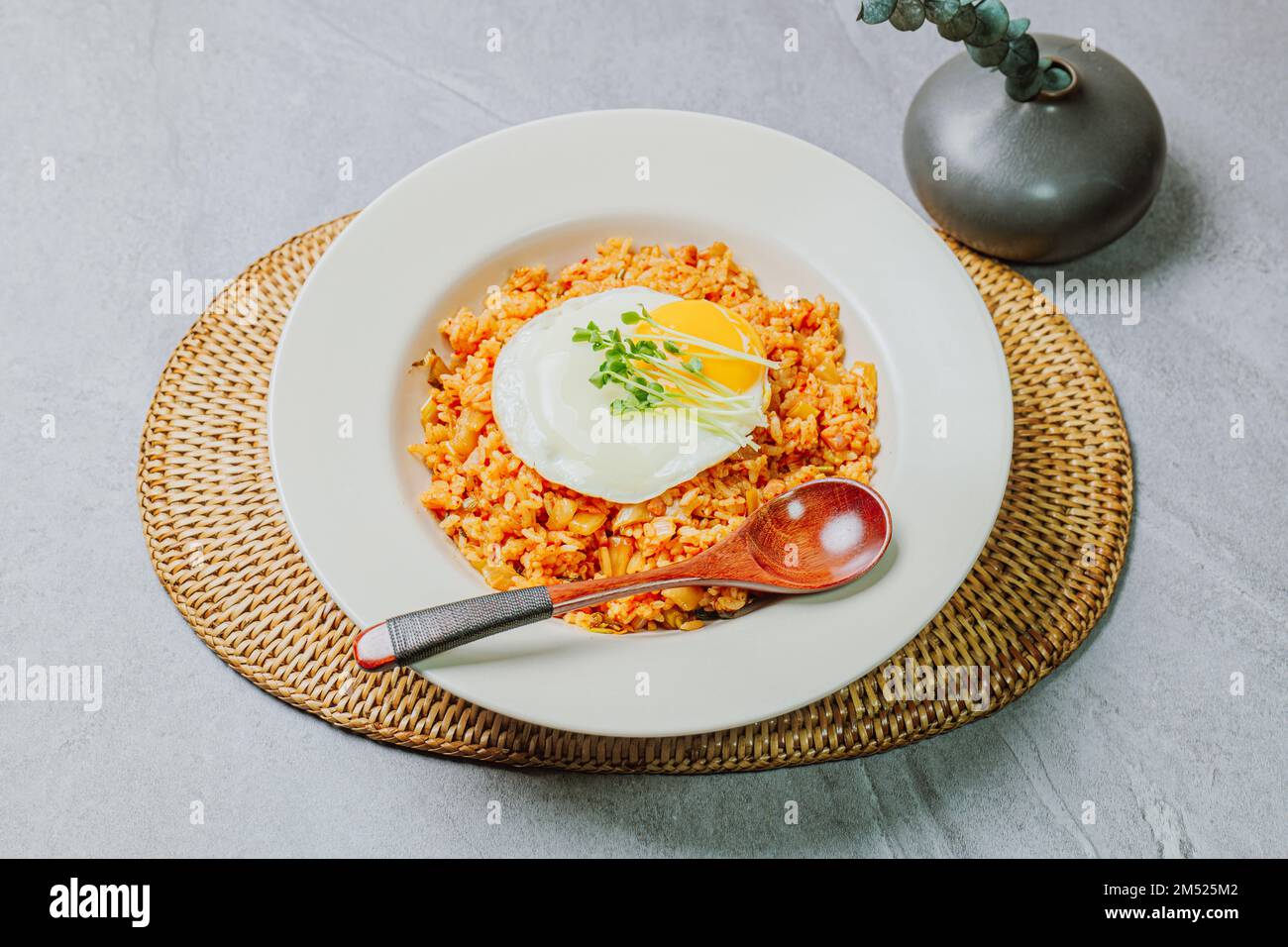 Kimchibokkeumbap, Korean Kimchi Fried Rice : Rice fried with finely ...