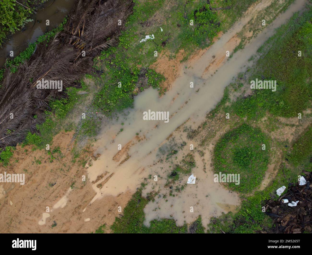 aerial scene of the vacant agriculture land fulls of puddle Stock Photo ...