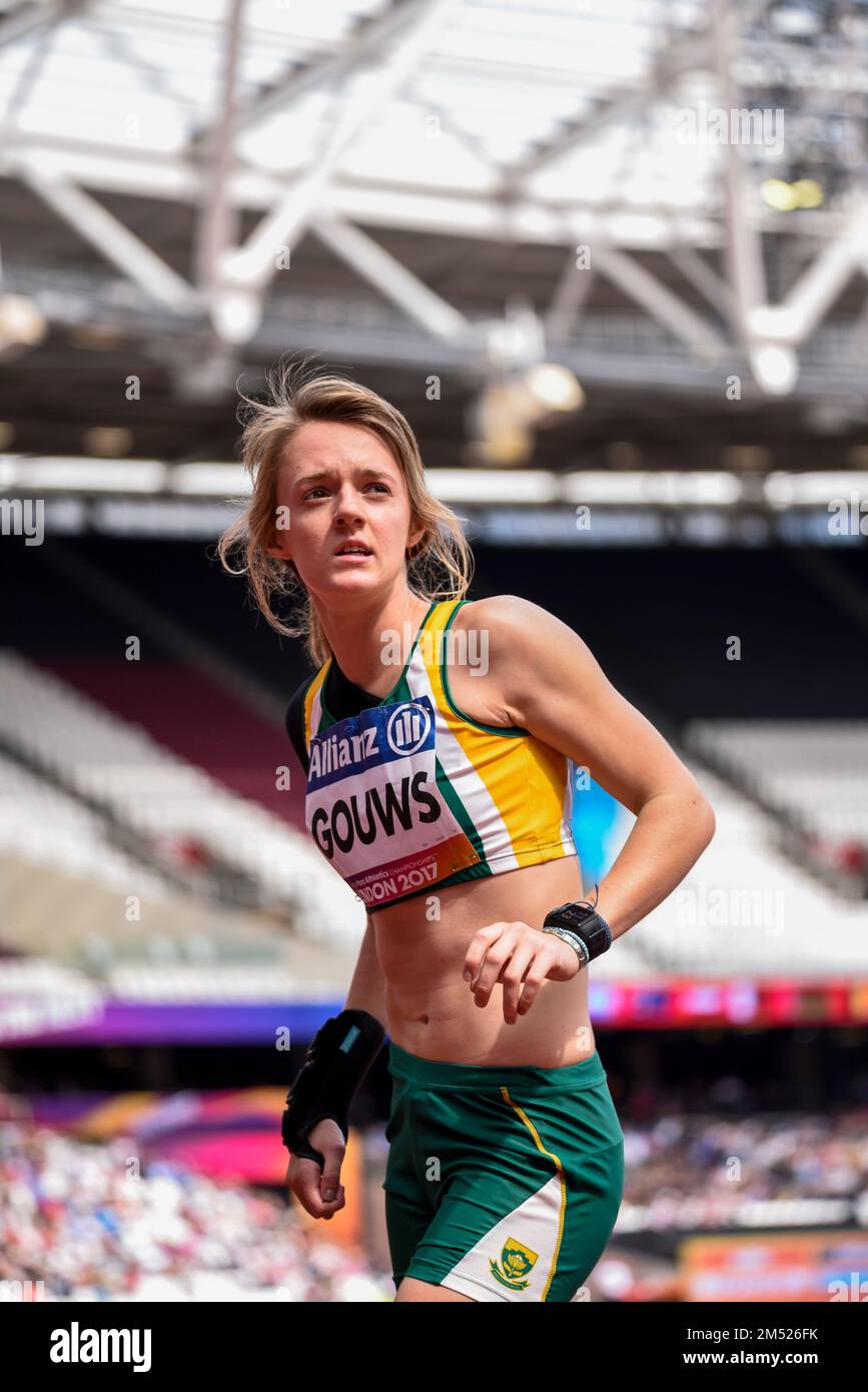Liezel Gouws after competing in the T37 100m sprint at the 2017 World ...