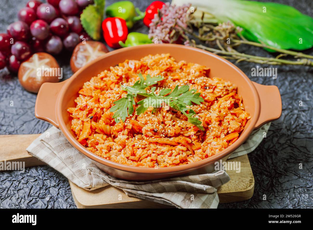 Kimchibokkeumbap, Korean Kimchi Fried Rice : Rice fried with finely ...