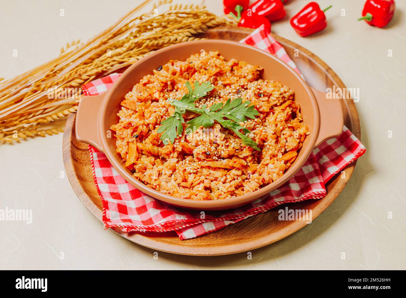 Kimchibokkeumbap, Korean Kimchi Fried Rice : Rice fried with finely ...