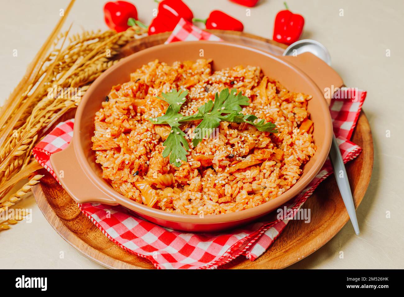 Kimchibokkeumbap, Korean Kimchi Fried Rice : Rice fried with finely ...
