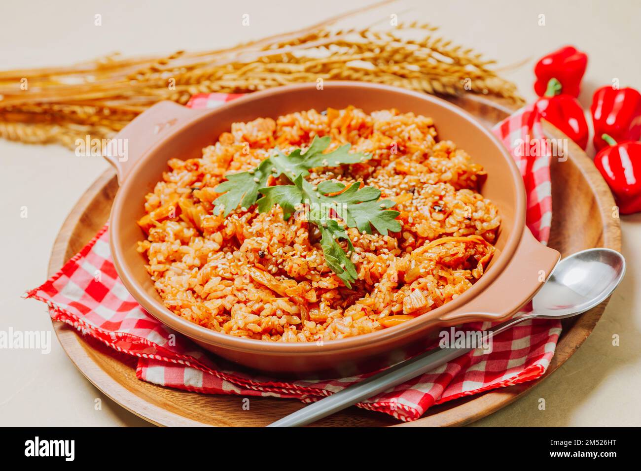 Kimchibokkeumbap, Korean Kimchi Fried Rice : Rice fried with finely ...