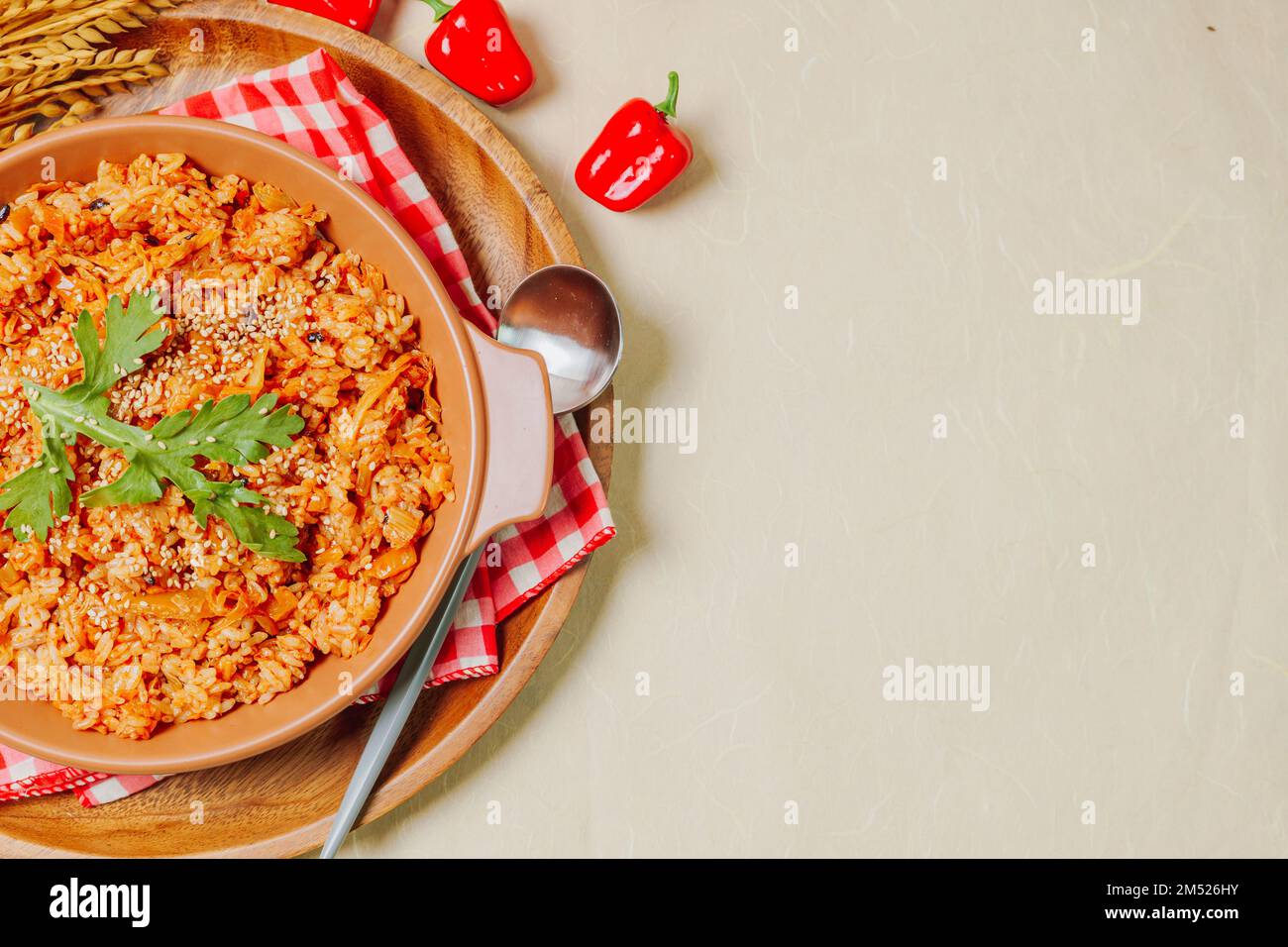 Kimchibokkeumbap, Korean Kimchi Fried Rice : Rice fried with finely ...