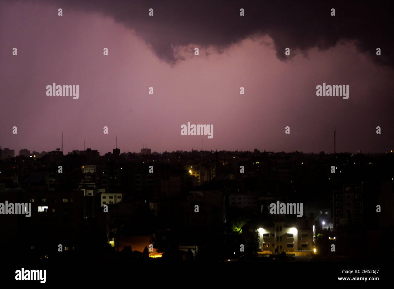 December 24, 2022, Gaza City, The Gaza Strip, Palestine: Lightning ...