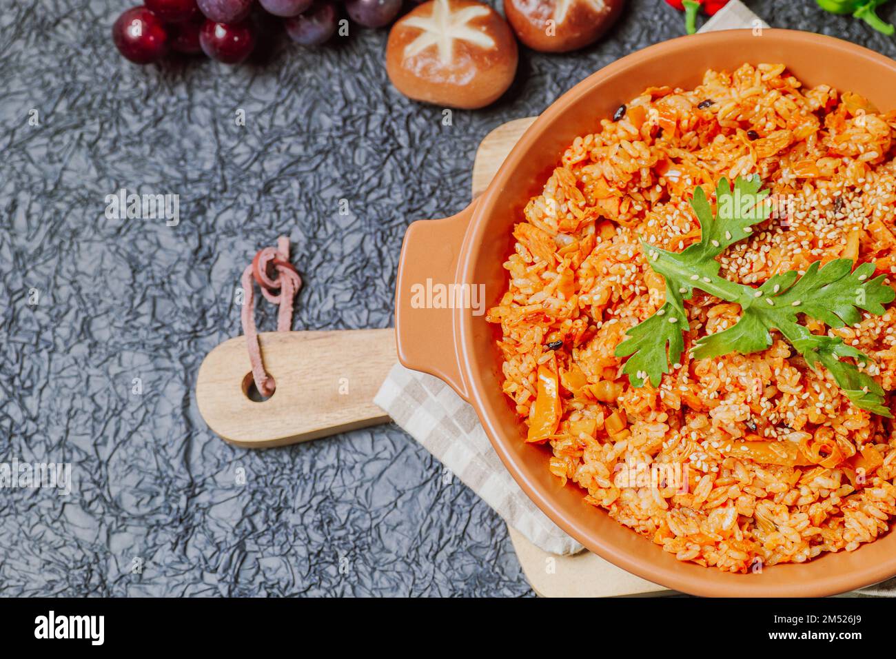 Kimchibokkeumbap, Korean Kimchi Fried Rice : Rice fried with finely ...