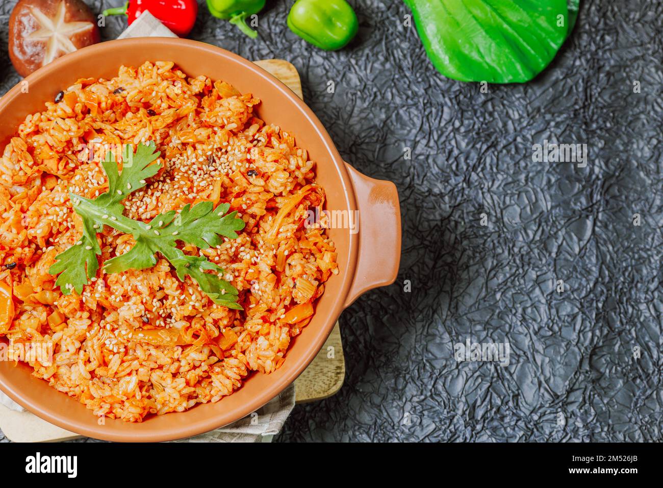 Kimchibokkeumbap, Korean Kimchi Fried Rice : Rice fried with finely ...