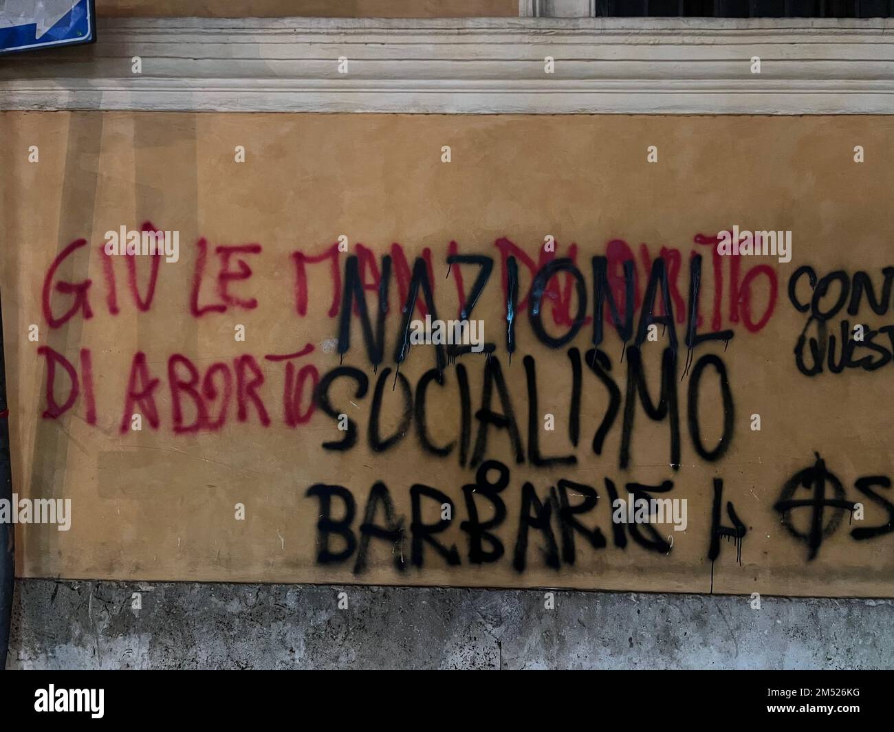 Rome, Italy. 12th Dec, 2022. Buildings are marked with graffiti in Rome ...