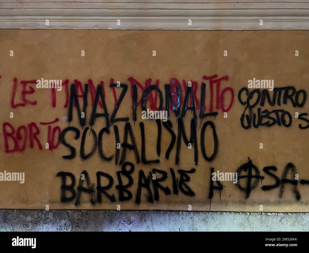Rome, Italy. 12th Dec, 2022. Buildings are marked with graffiti in Rome ...