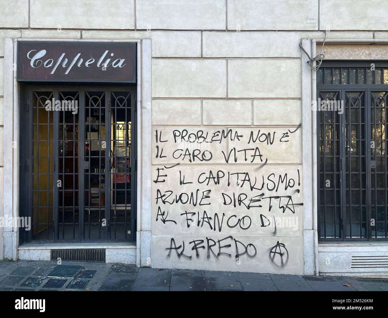 Rome, Italy. 12th Dec, 2022. Buildings are marked with graffiti in Rome ...