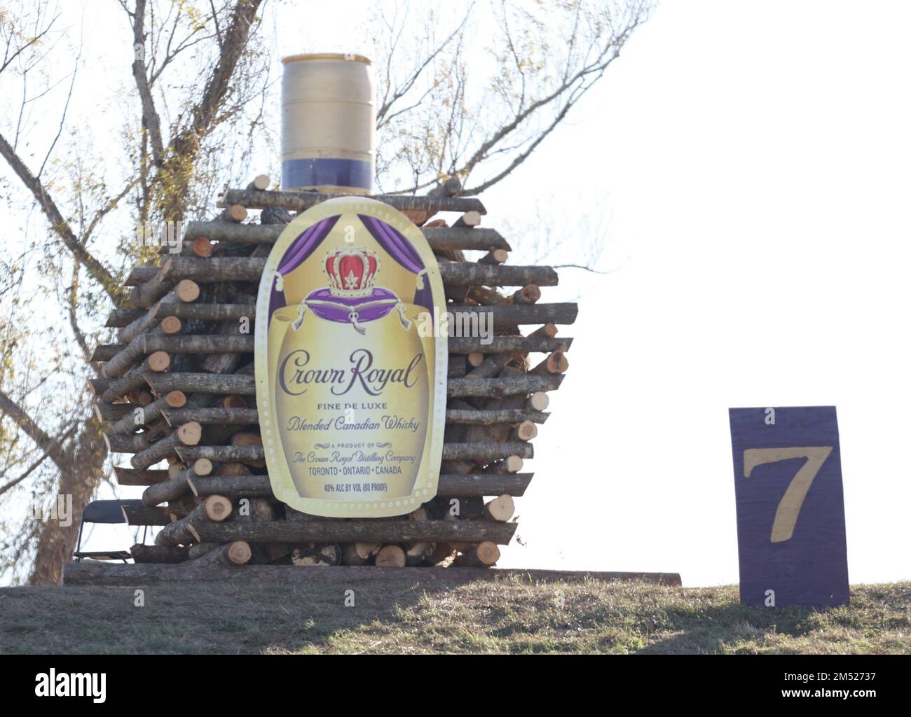 A Bonfire in the form of a bottle of Crown Royal Canadian Whiskey is ...