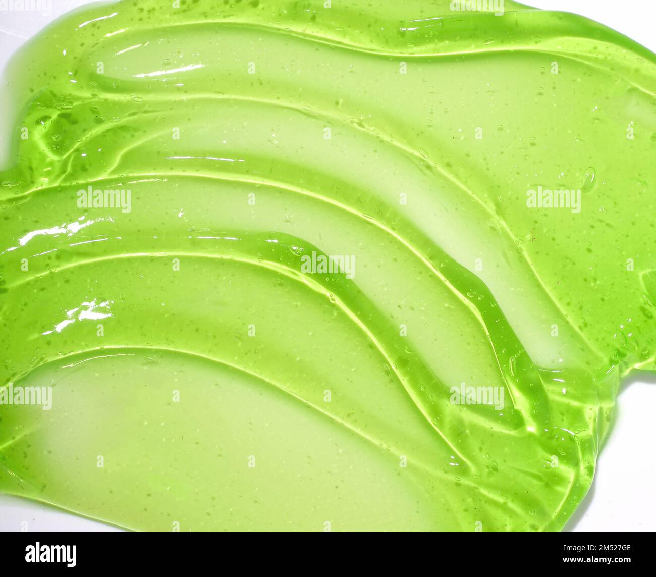 The aloe green skincare textures slushed on a white background Stock ...