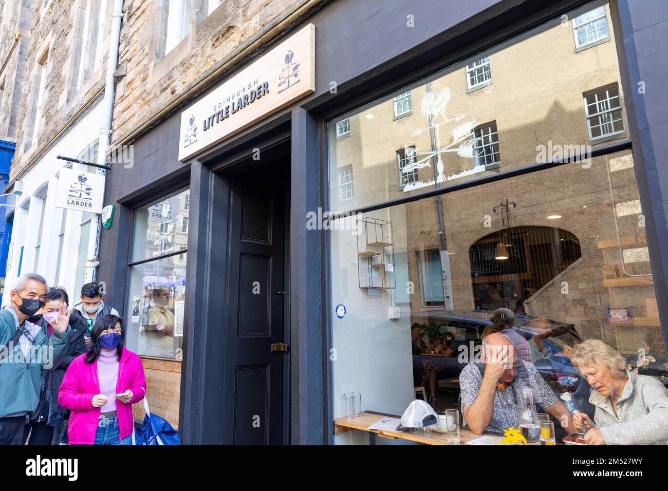 Little Larder cafe in Edinburgh,Scotland, facemasks being worn due to ...