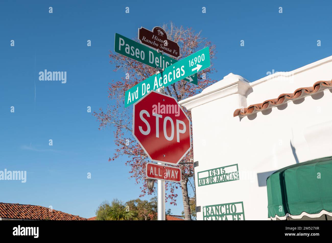 Historic Rancho Santa Fe street signs Stock Photo - Alamy