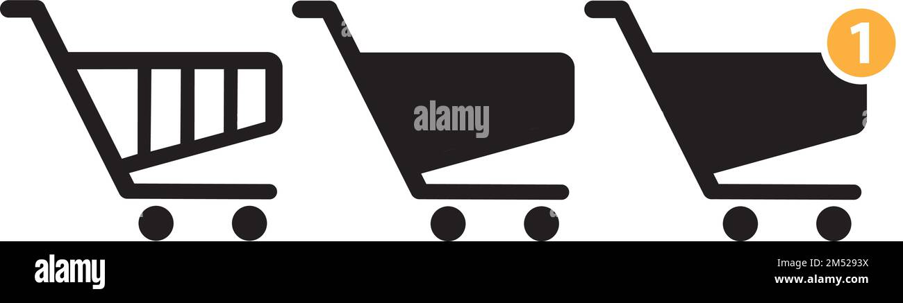 Black empty and full shopping cart icons on white background Stock ...