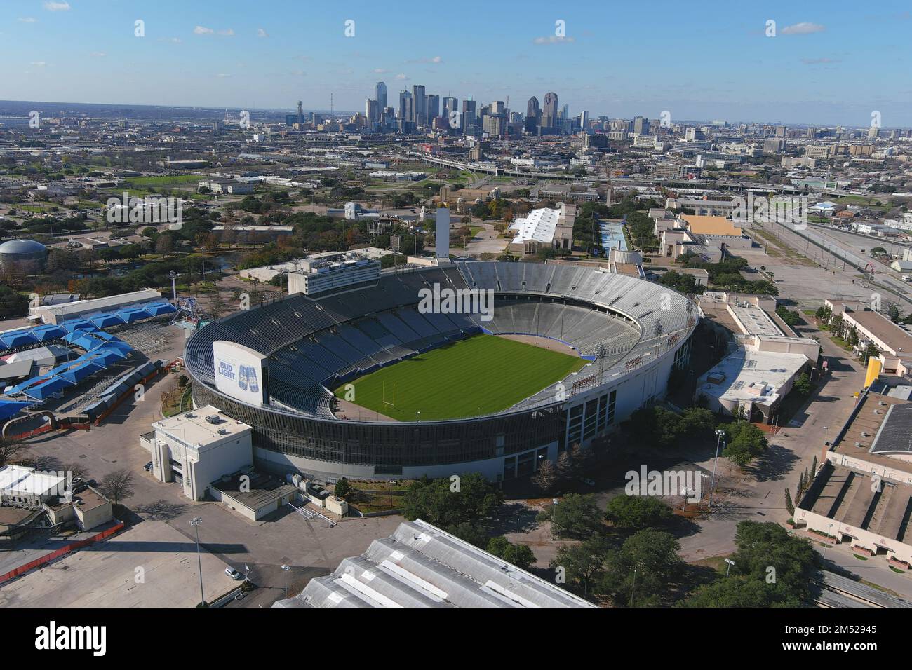 A general overall aerial view of Cotton Bowl Stadium at the State Fair ...