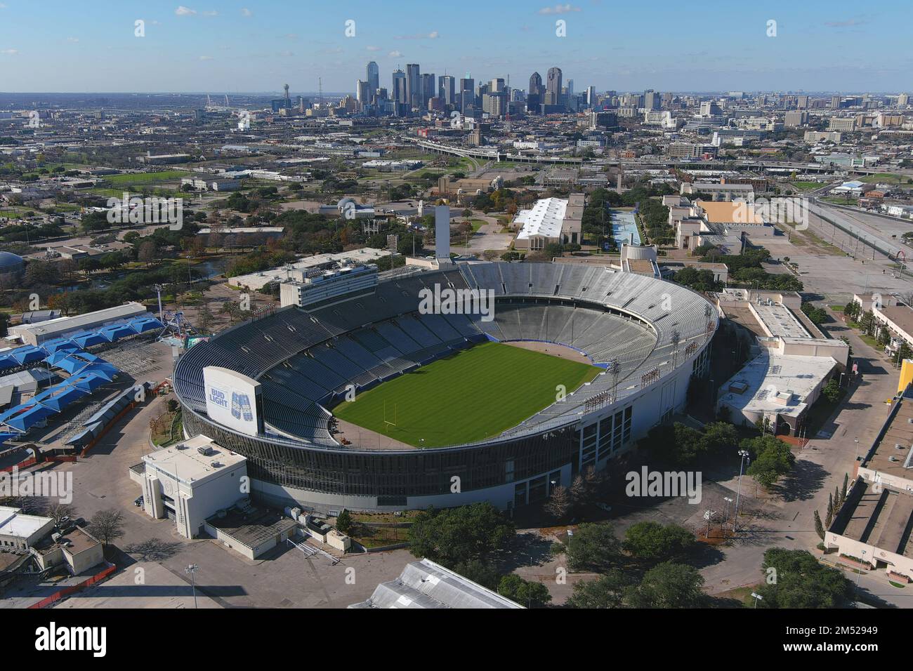 A general overall aerial view of Cotton Bowl Stadium at the State Fair ...