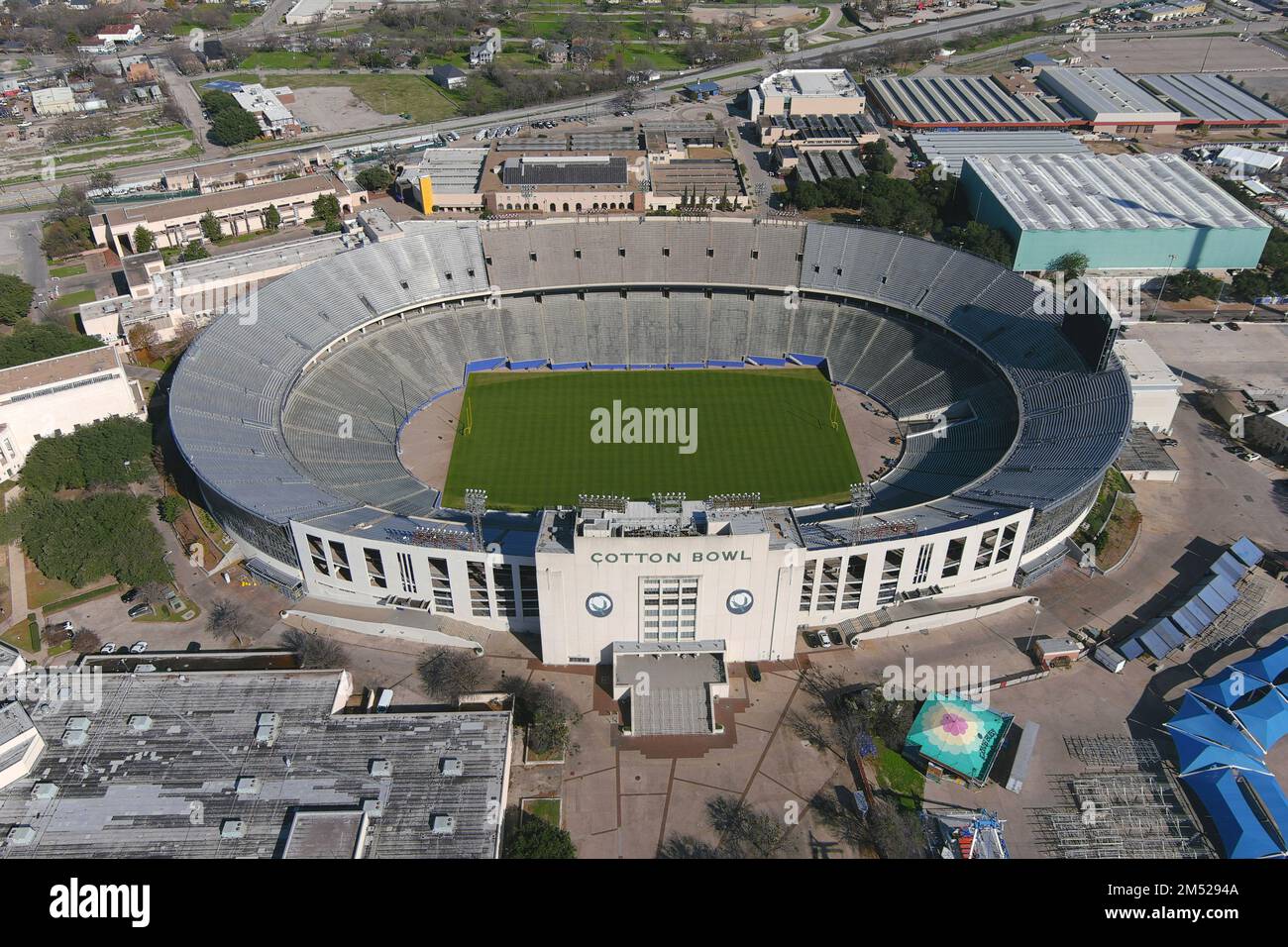 A general overall aerial view of Cotton Bowl Stadium at the State Fair ...
