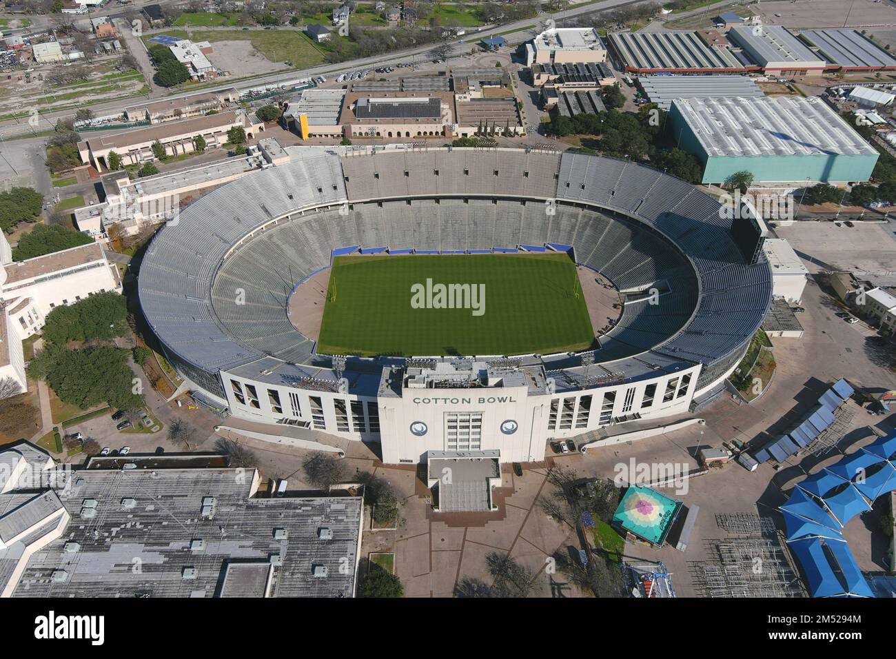 A general overall aerial view of Cotton Bowl Stadium at the State Fair ...