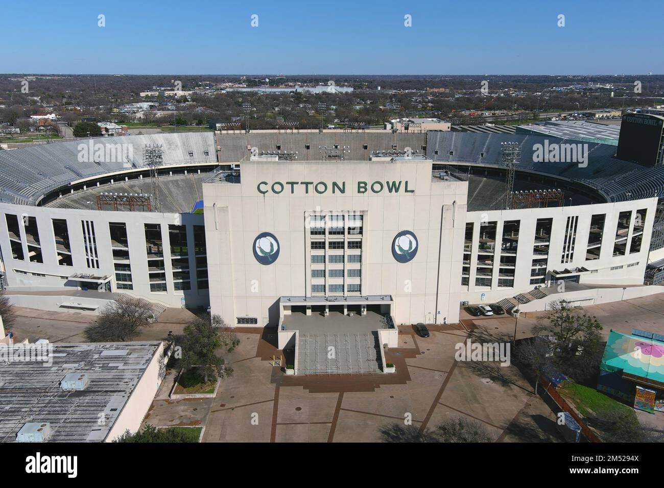 A general overall aerial view of Cotton Bowl Stadium at the State Fair ...