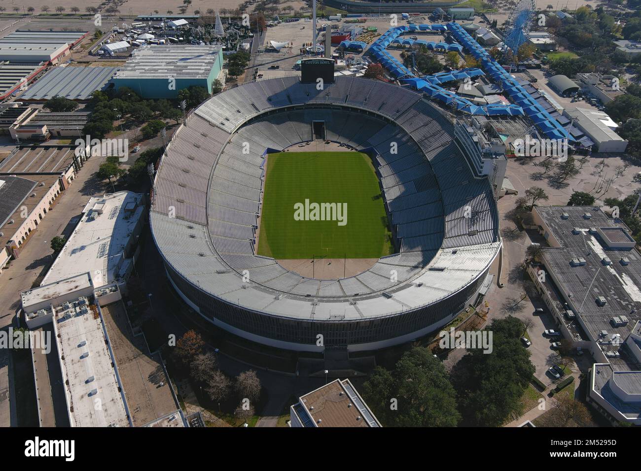 A general overall aerial view of Cotton Bowl Stadium at the State Fair ...