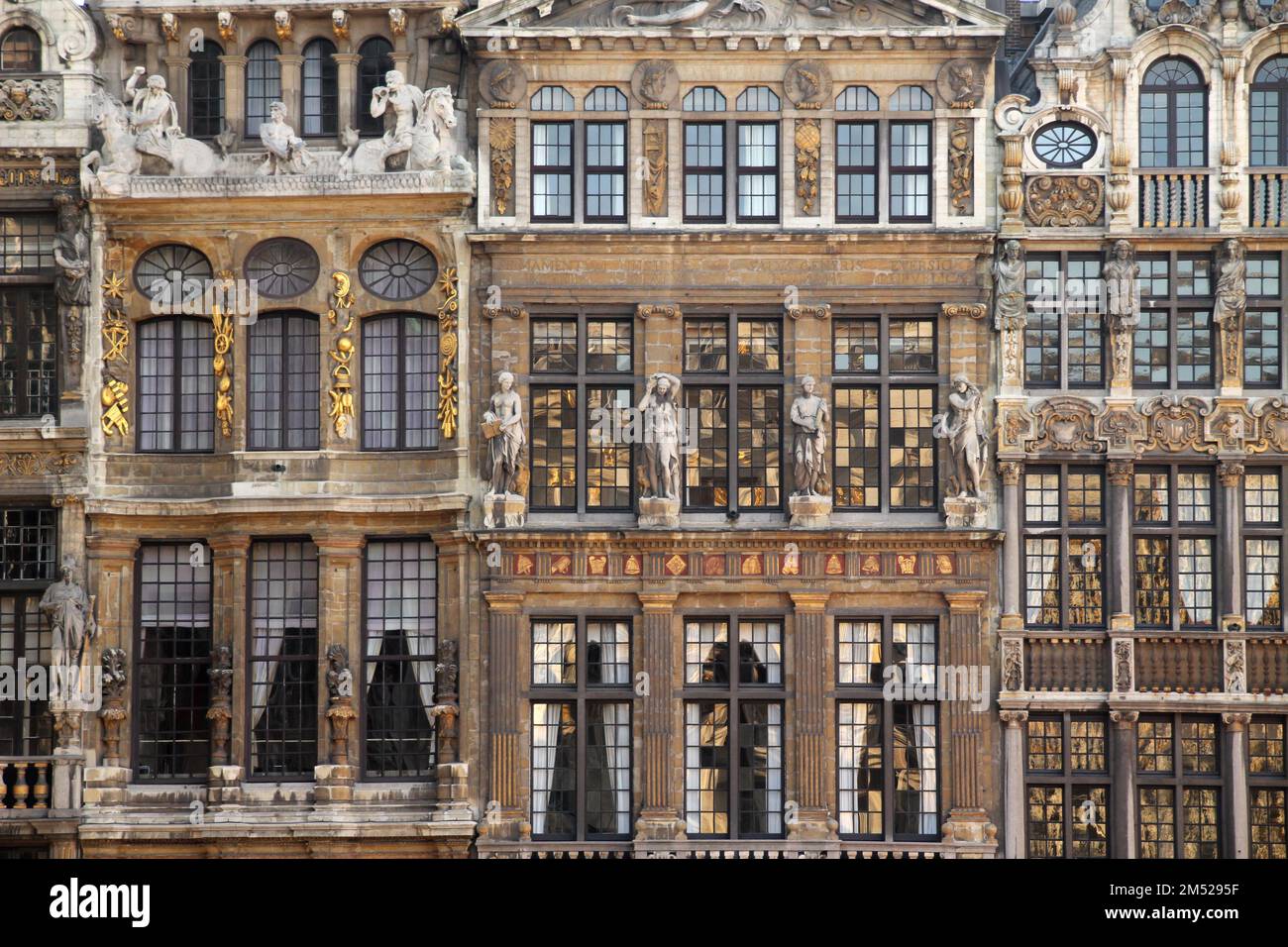 A bunch of buildings with classic architectural designs in the old town ...