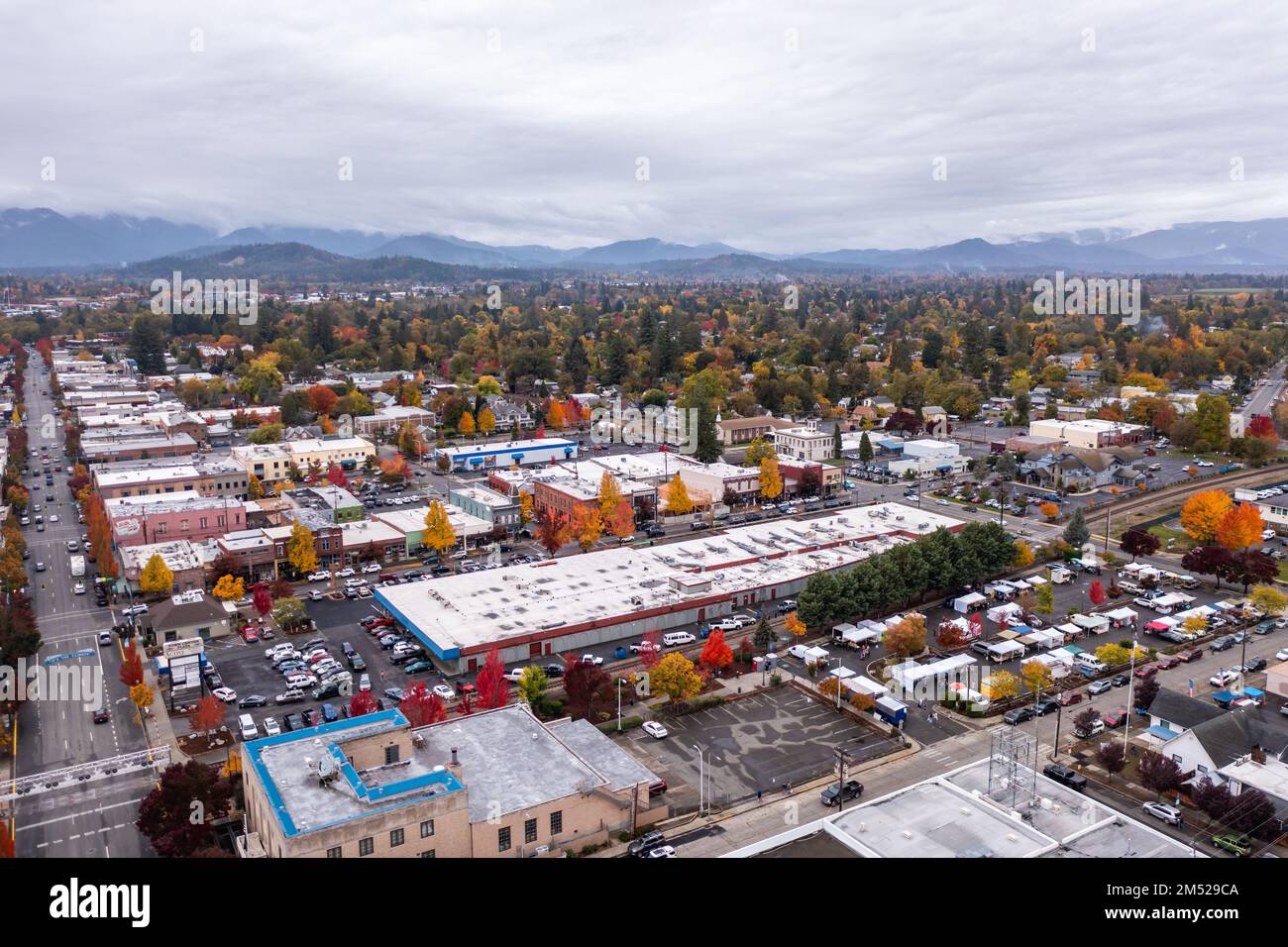 Businesses and stores along the Main Street in town Stock Photo - Alamy