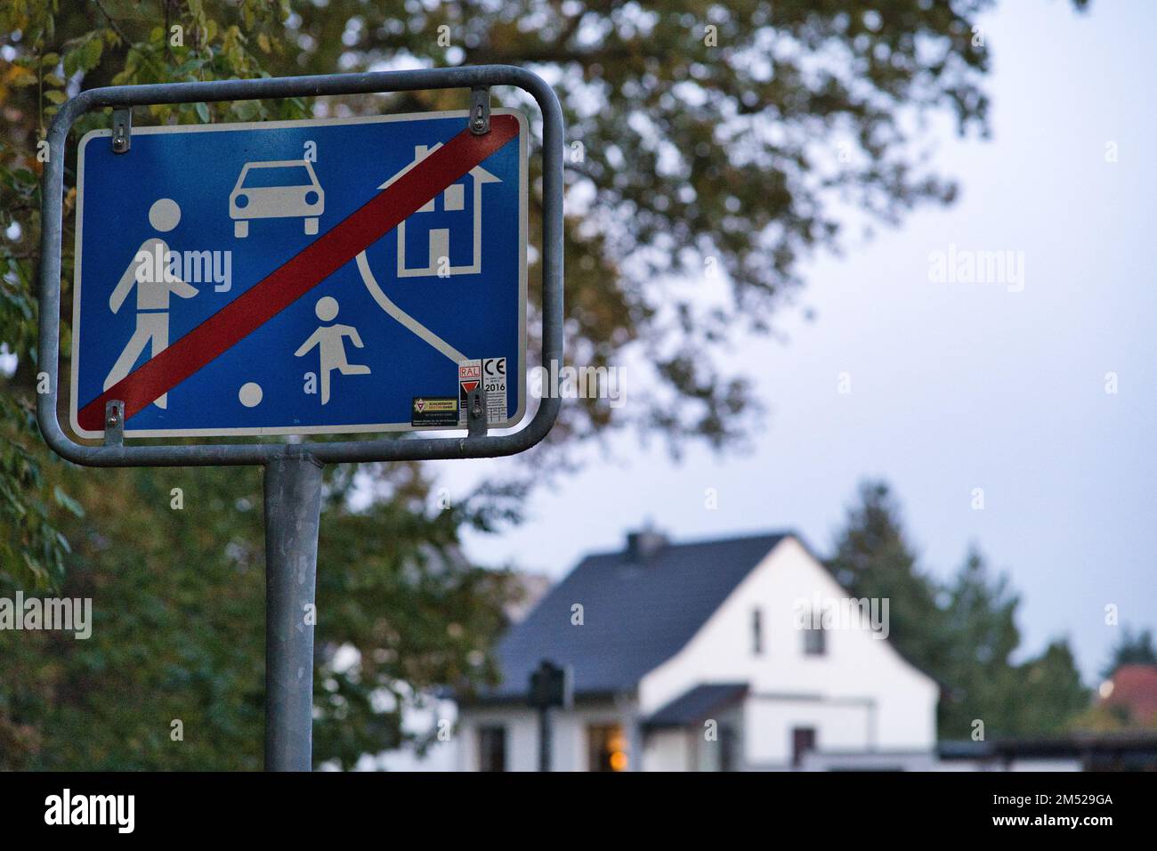 A close-up shot of the "end of a residential area" road sign Stock ...