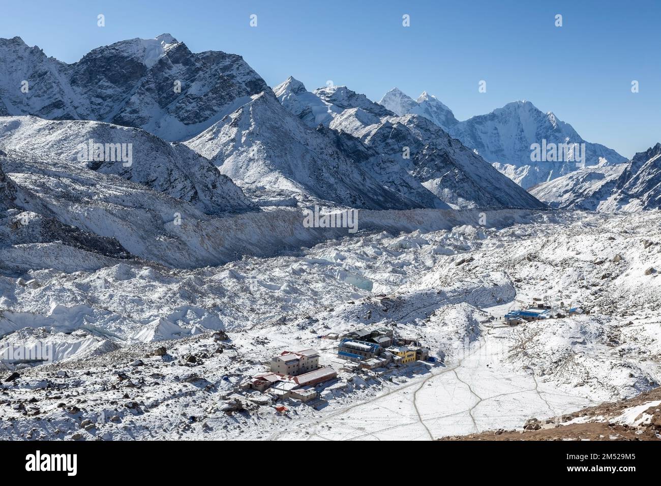 View over the Gorak Shep village from Kala Patthar near the Everest ...