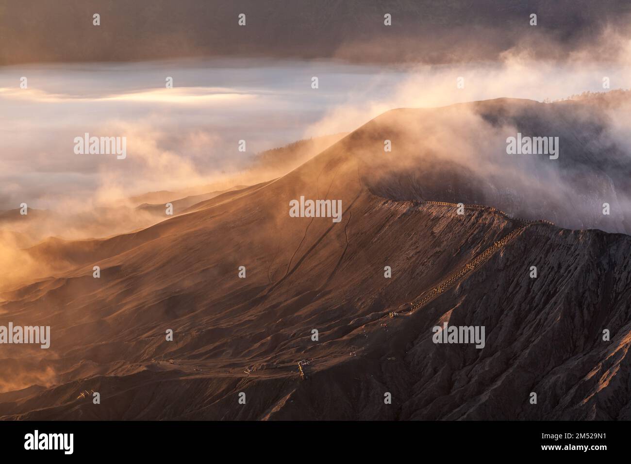 Bromo volcano infernal landscape. Stairway to hell concept Stock Photo ...