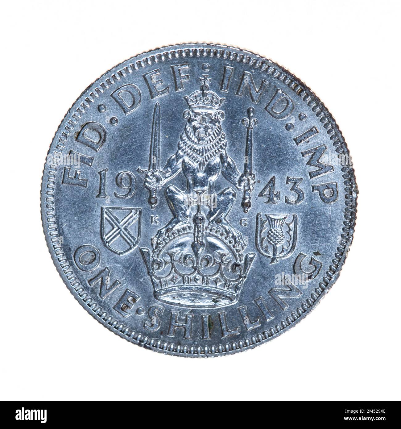 Great Britain 1943 One Shilling Coin Scottish Crest Stock Photo - Alamy