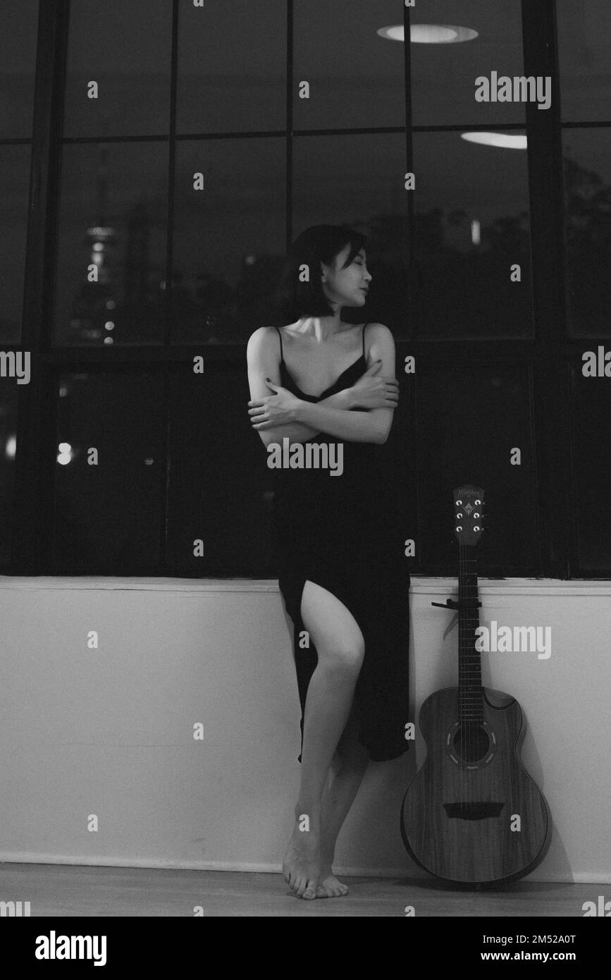 Guitar girl Black and White Stock Photos & Images - Alamy