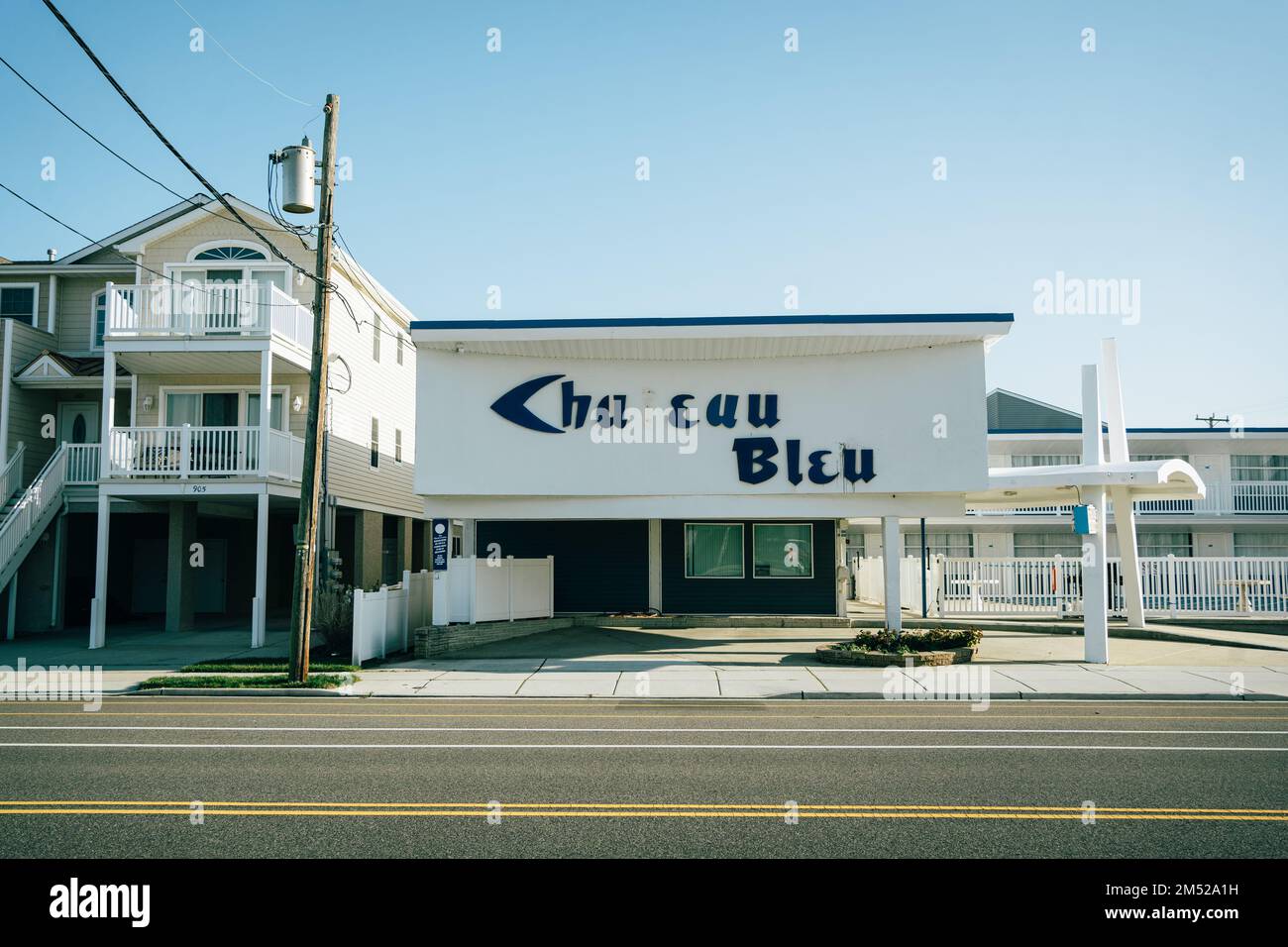 Chateau Bleu Motel vintage sign, North Wildwood, New Jersey Stock Photo ...
