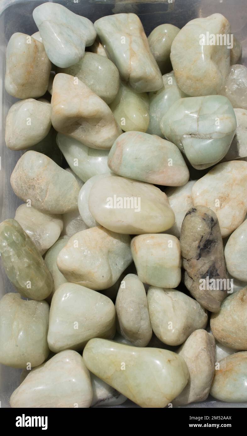 Aquamarine (blue beryl) gem stone as natural mineral rock specimen ...