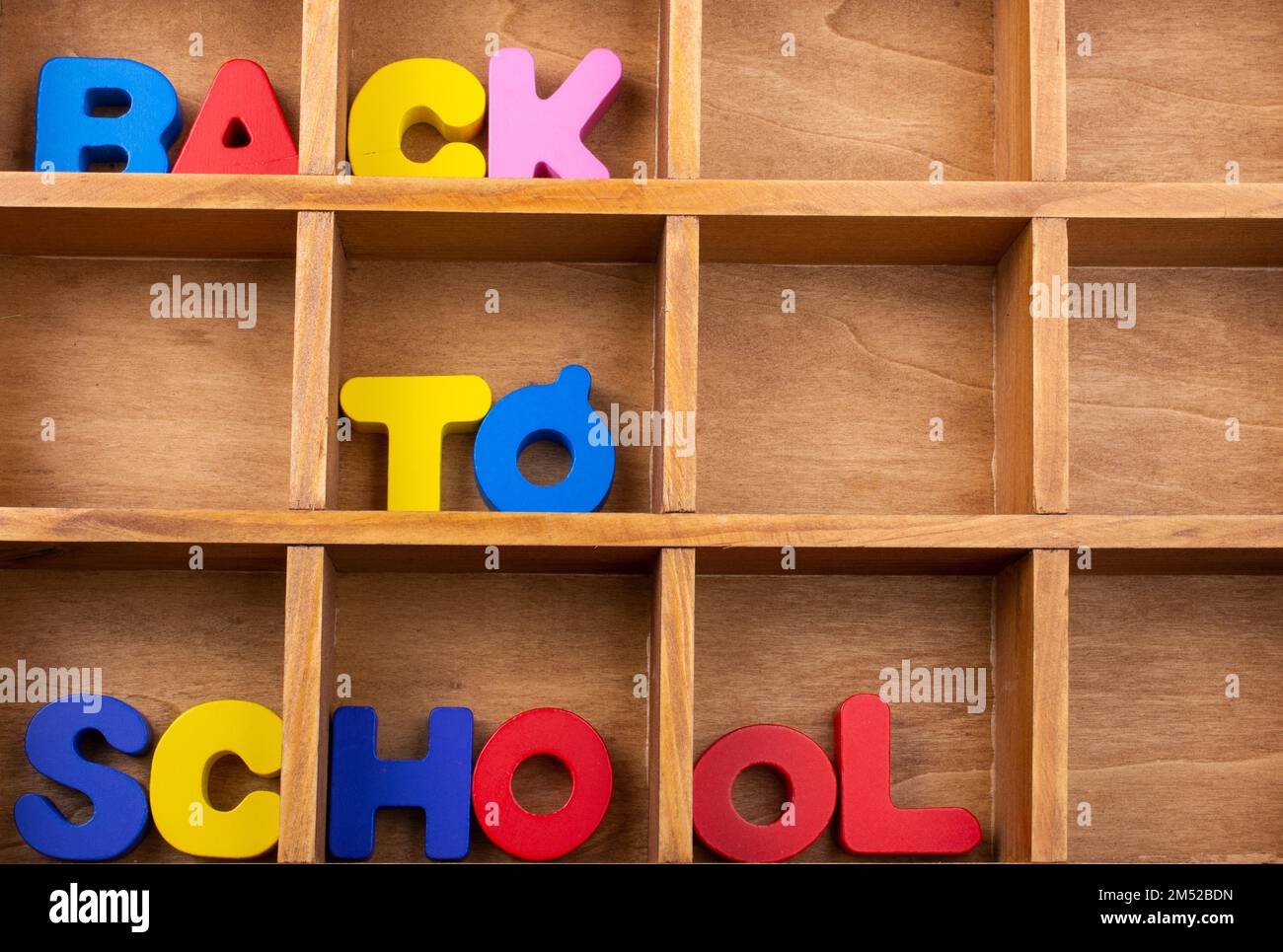 Back to school and Colorful Letters of Alphabet Stock Photo - Alamy