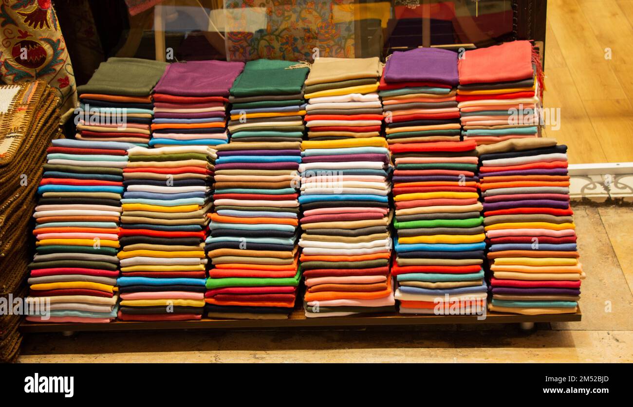 Examples of colorful fabric of various color and type Stock Photo - Alamy