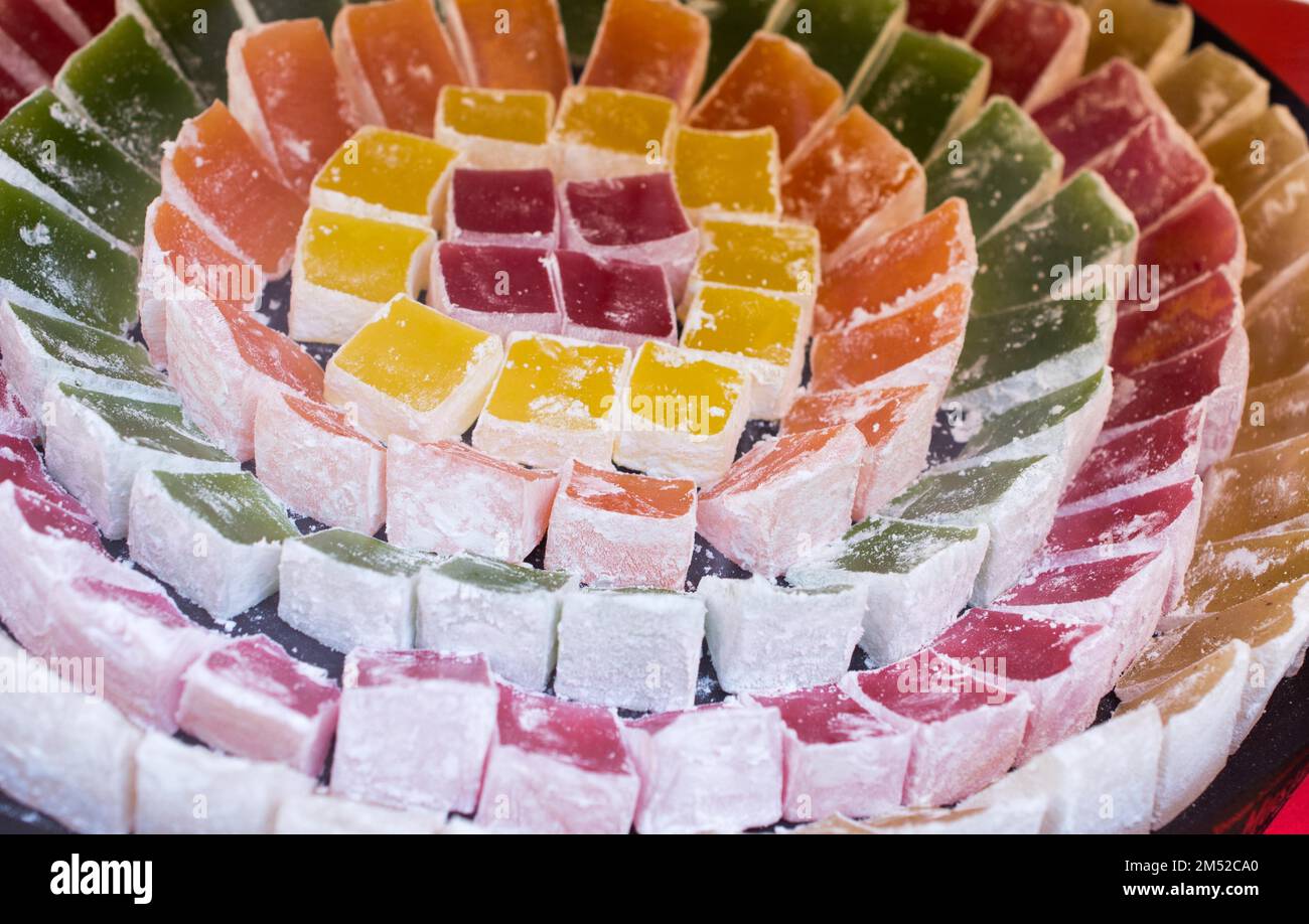 Load of traditional turkish delight lokum candy Stock Photo - Alamy